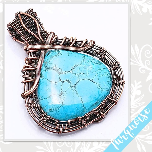 Jewelry | Turquoise Eclectic Artisan Copper Wire Wrap Pendant 24 ...